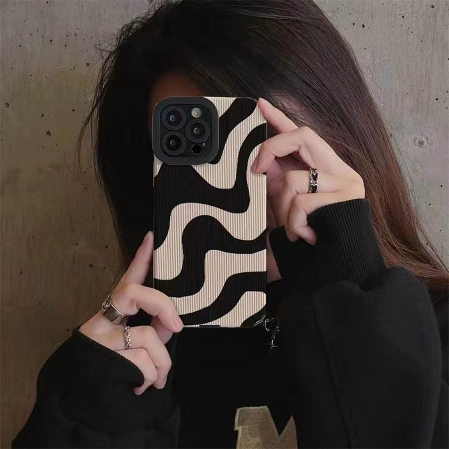 Ownest Compatible with iPhone 12 Mini Case with Fashion Simple Cute Zebra Stripes Pattern Case for Women Girls Soft Silicone Protection Case for iPhone 12 Mini-Black