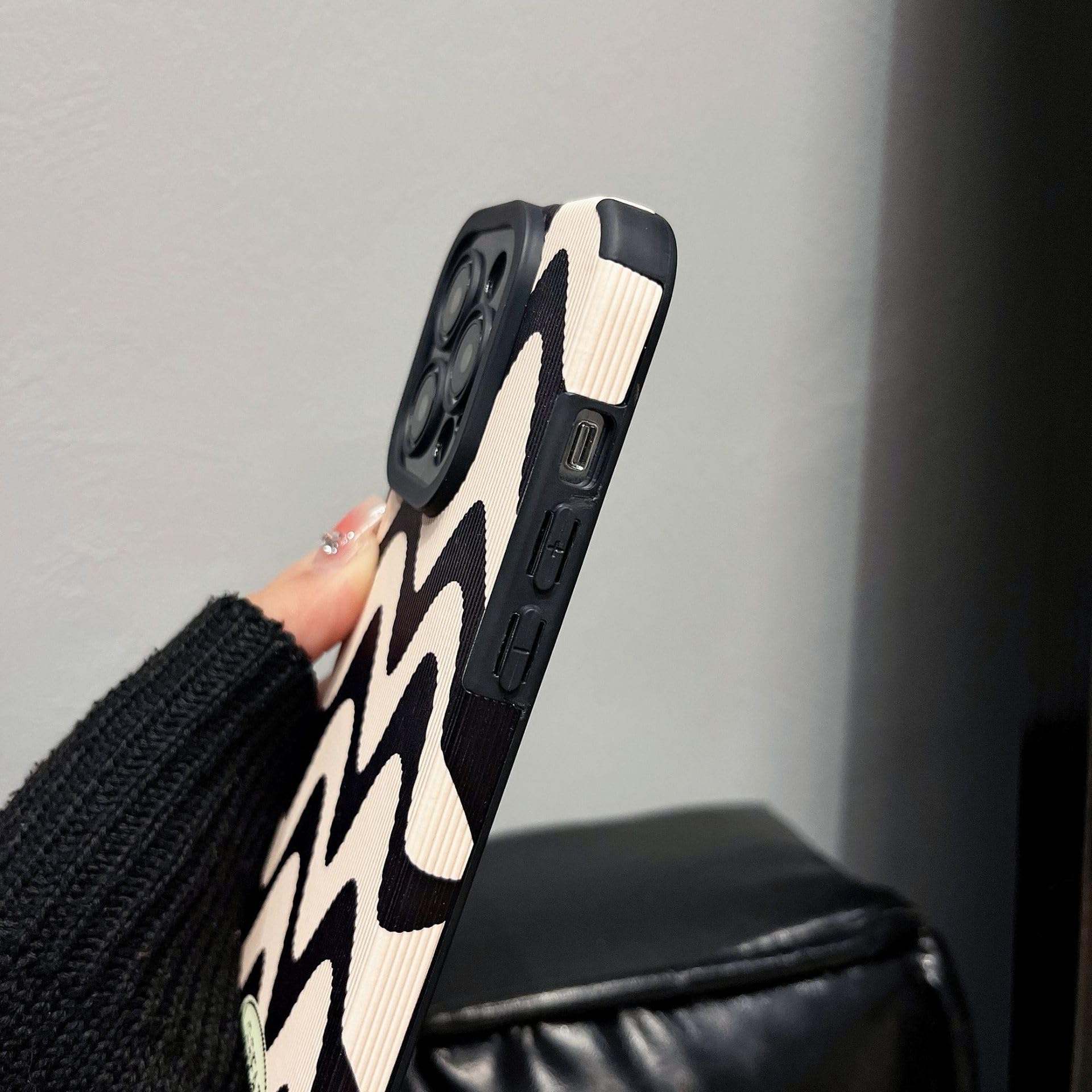 Ownest Compatible with iPhone 12 Mini Case with Fashion Simple Cute Zebra Stripes Pattern Case for Women Girls Soft Silicone Protection Case for iPhone 12 Mini-Black