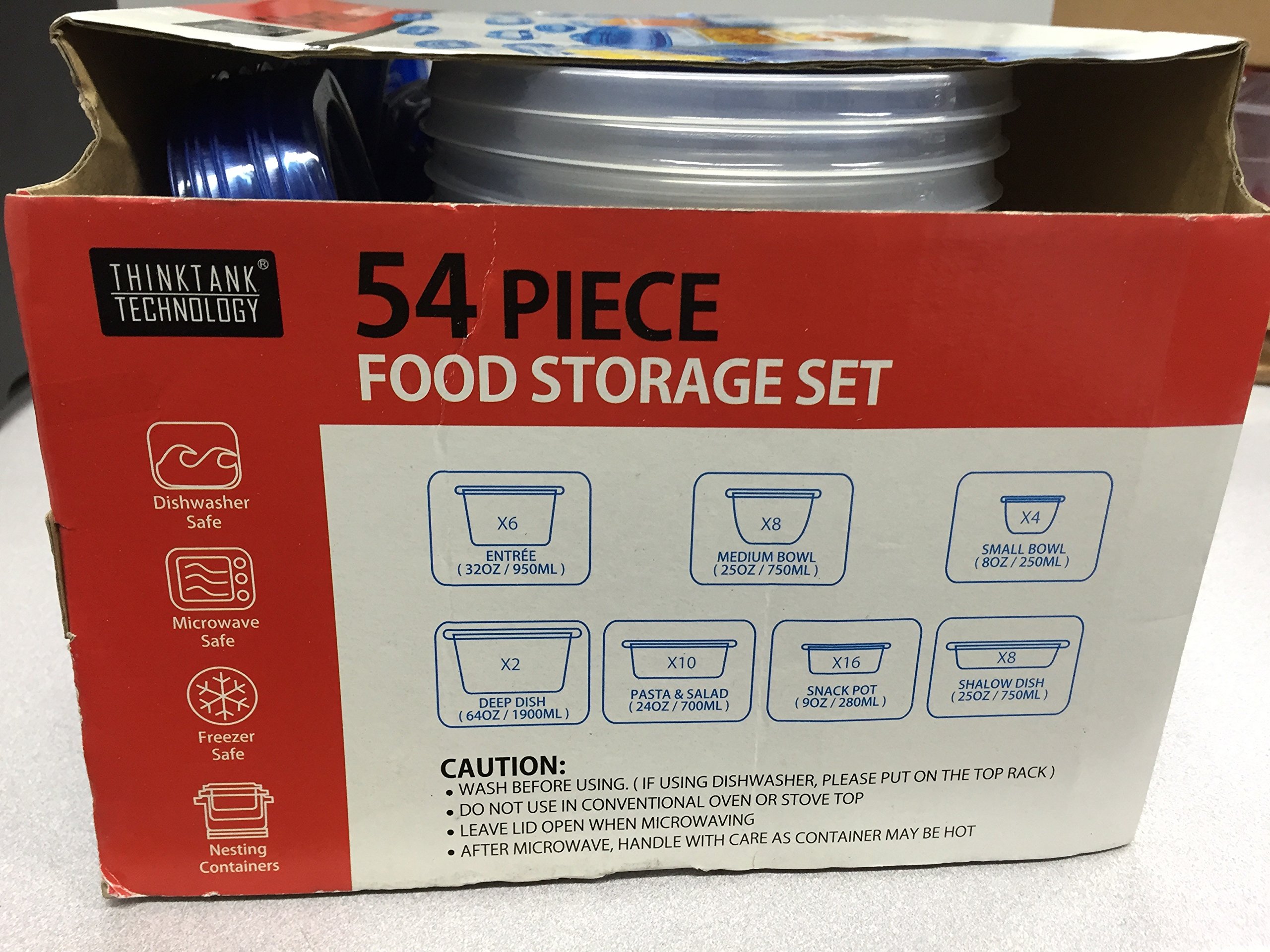 Think Tank Technology, 54 Pc (27 Containers) Food Storage Set, BPA Free