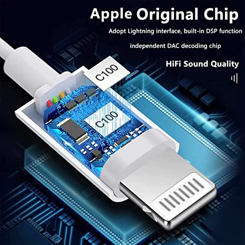 2 Pack-Apple Earbuds iPhone Headphones [Apple MFi Certified] Earphones with Lightning Connector (Built-in Microphone & Volume Control) Compatible with iPhone 14/13/12/11/XR/XS/X/8/7 Support All iOS