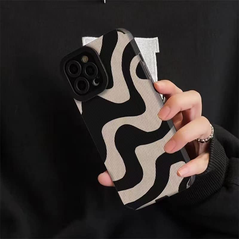 Ownest Compatible with iPhone 12 Mini Case with Fashion Simple Cute Zebra Stripes Pattern Case for Women Girls Soft Silicone Protection Case for iPhone 12 Mini-Black