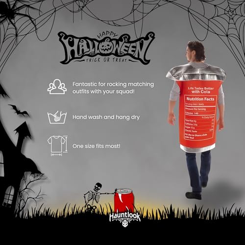 Beverage Can Costume | Slip On Halloween Costume for Women and Men| One Size Fits All |Red Cola Soda Can