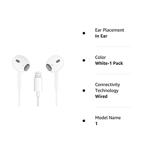 Apple Earbuds iPhone Headphones [Apple MFi Certified] Earphones with Lightning Connector (Built-in Microphone & Volume Control) Compatible with iPhone 14/13/12/11/XR/XS/X/8/7 Support All iOS System