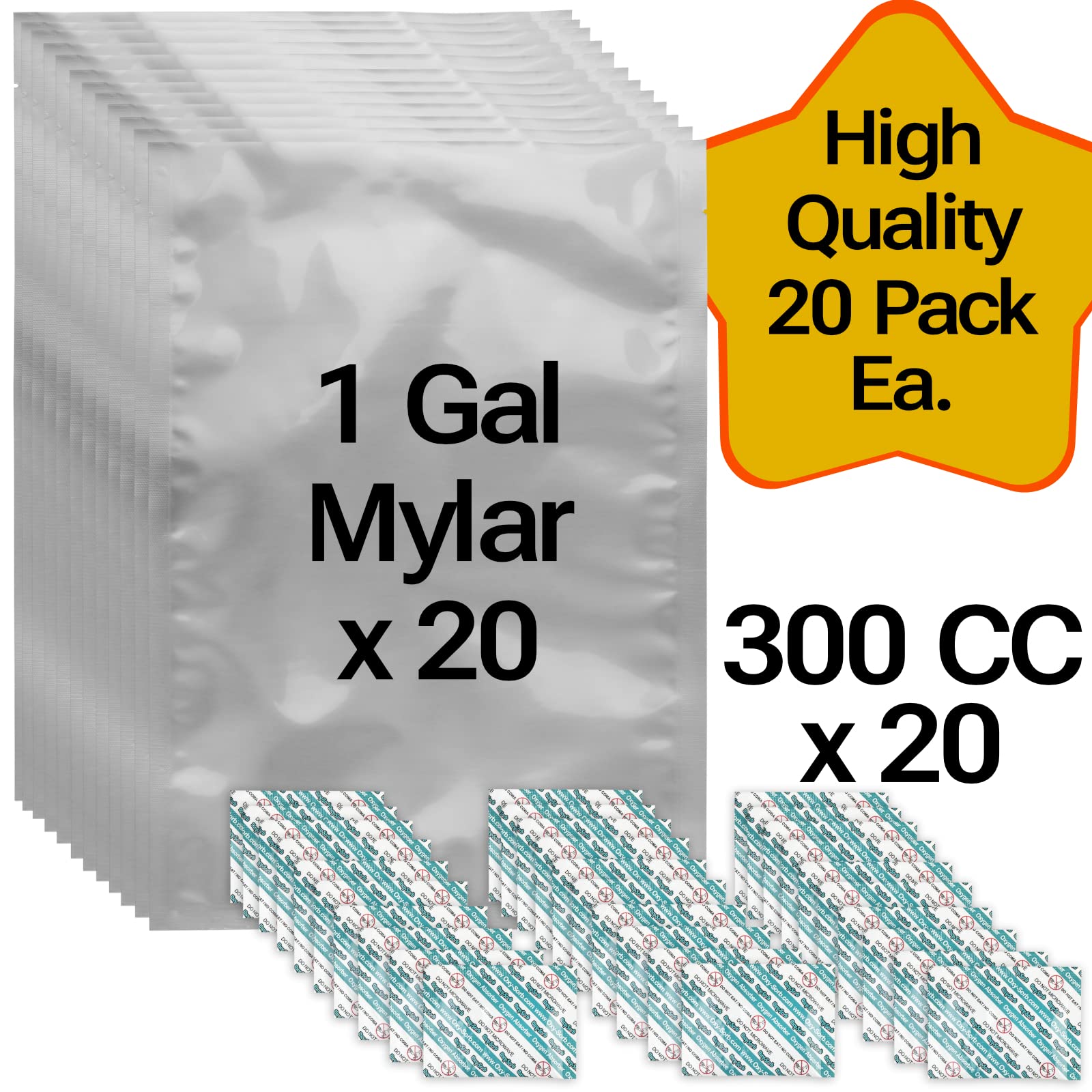 Dry-Packs 30-1 Gallon Mylar Bags & Oxygen Absorbers for Dried Food & Long Term Storage by Dry-Packs®!