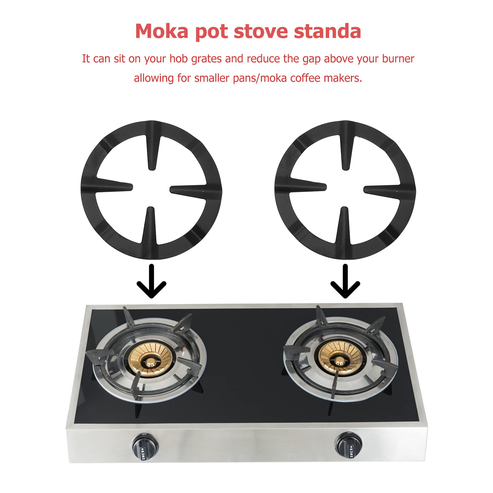 OSALADI Accessories Coffee Pot 4pcs Non Cast Iron Stove Trivets for Kitchen Wok Support Ring Cooktop Range Pan Holder Stand Stove Rack Pot Holder for Stove Metal