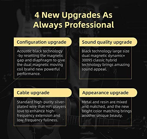 Kinboofi KZ ZSN PRO X in Ear Earphone 1BA 1DD HiFi Bass Earbuds Headphone, Noise Cancelling Headset Metal IEM with Removable C Pin Cable (Black with Microphone)