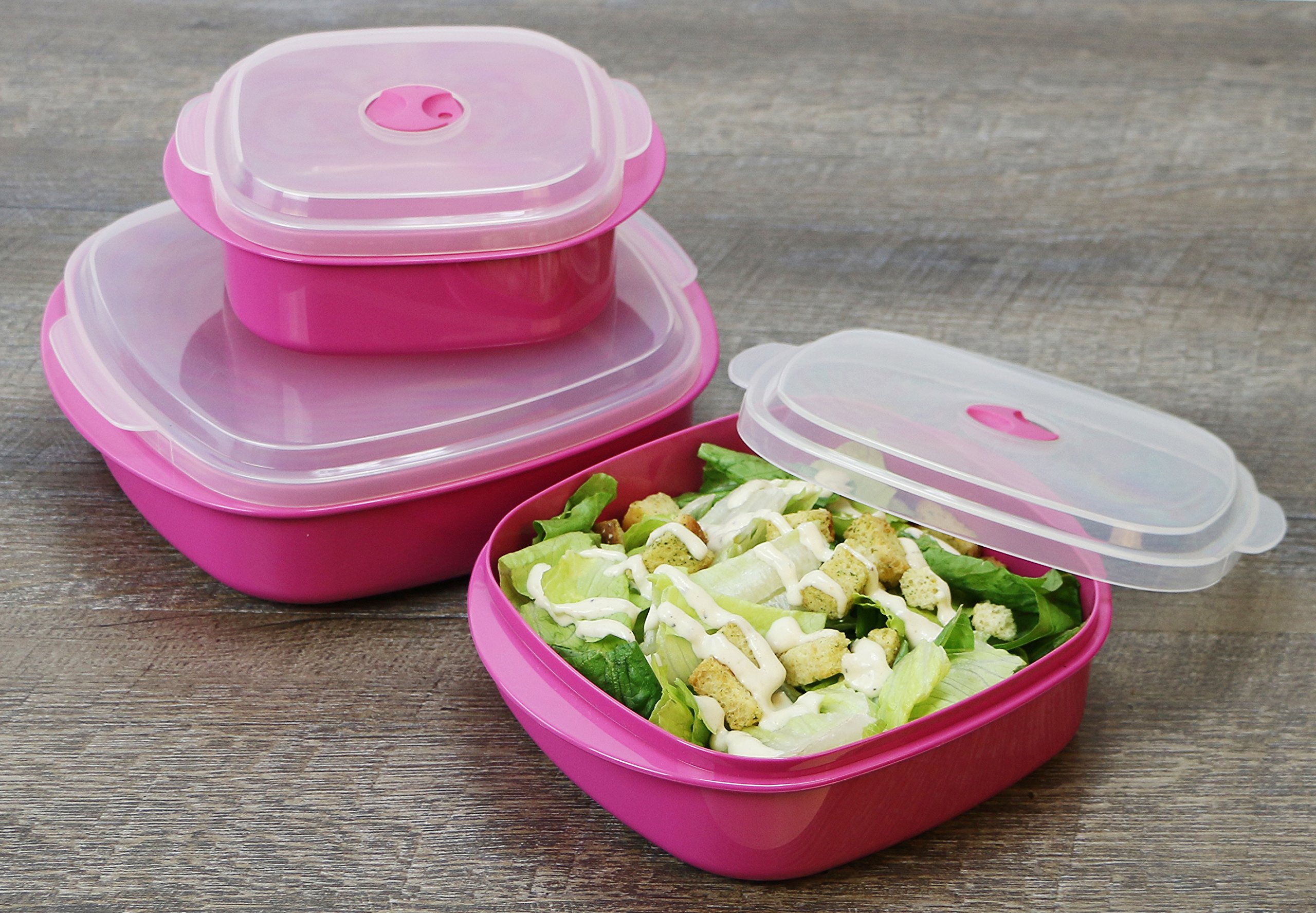Reston Lloyd Calypso Basics Microwave Cookware, Steamer and Storage Set, Magenta, Multiple Sizes, 6-Piece