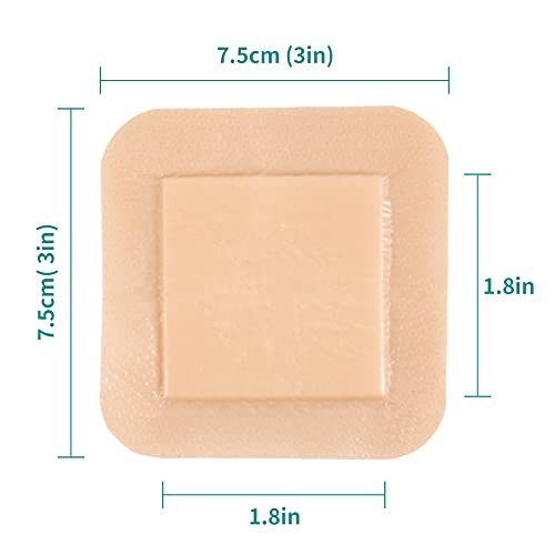 Dimora Silicone Foam Dressing with Border Adhesive 3"x3" Waterproof Wound Dressing Bandage for Wound Care 10 Pack