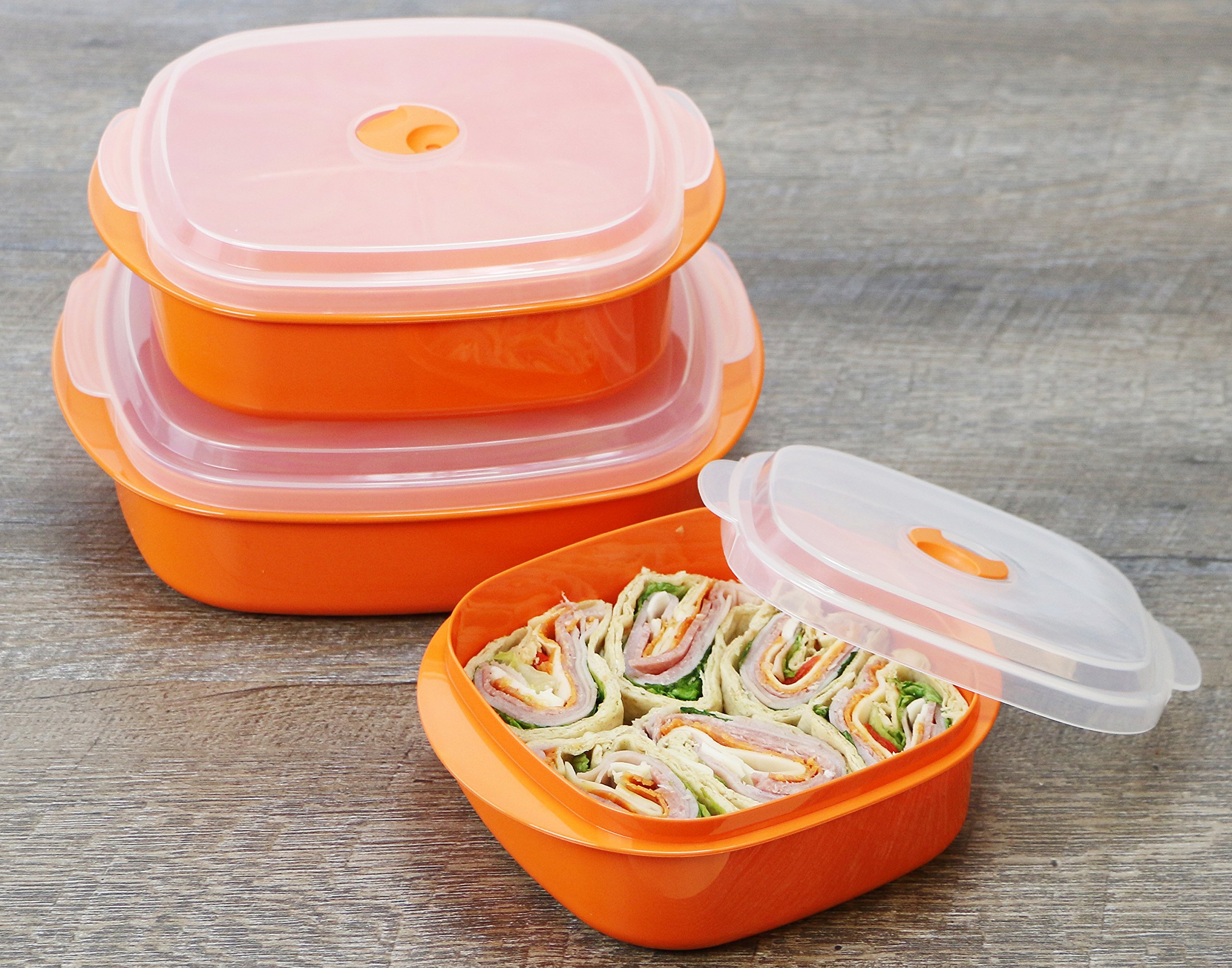Reston Lloyd Calypso Basics Microwave Cookware, Steamer and Storage Set, Orange, Multiple Sizes, 6-Piece