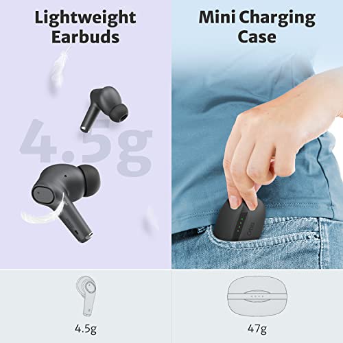 Senso Orbits Wireless Earbuds Bluetooth Headphones With Compact USB-C Quick Charging Case, Premium Sound Deep Bass Ear Buds, 4 Mics ENC Noise Cancelling for Clear Calls, IPX Waterproof for Gym Running