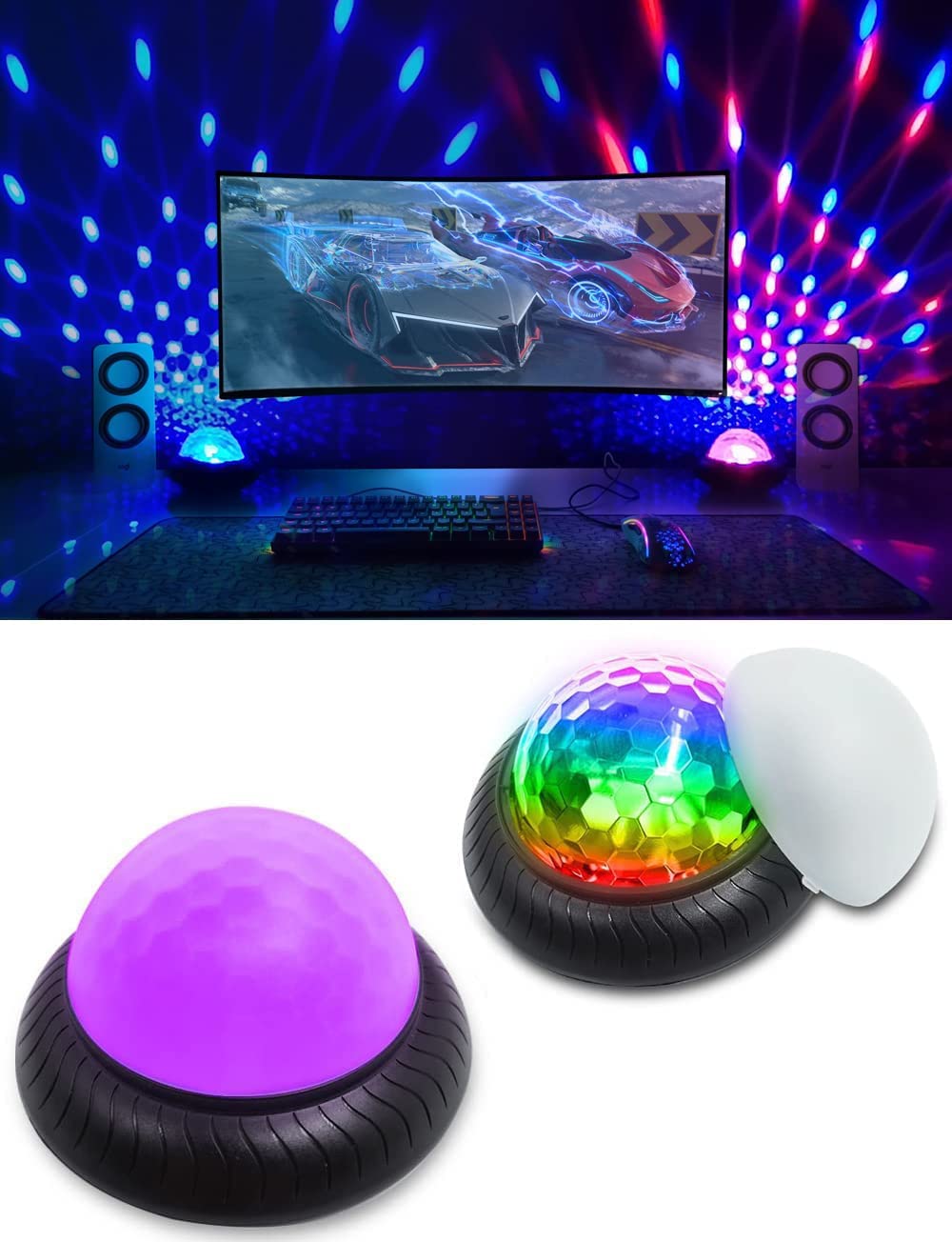 Ljnyiwan 2 PCS Gaming Lights, RGB Lighting with Music Sync, Gamer Gifts, Gaming Room Decor, Multiple Colors 2-in-1 Effect LED Lights
