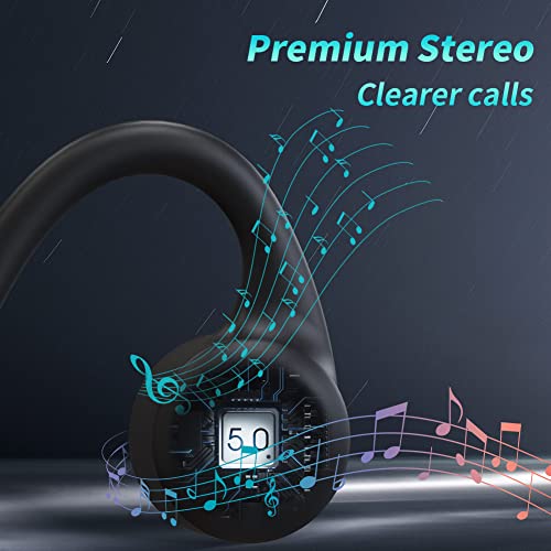 ReeRay Waterproof Bone Conduction Swimming Headphones, R5 Open-Ear IP68 MP3 Player Wireless Sport Bluetooth Earphones with Mic,Built-in 8G Memory Headset for Swimming Running Cycling Driving