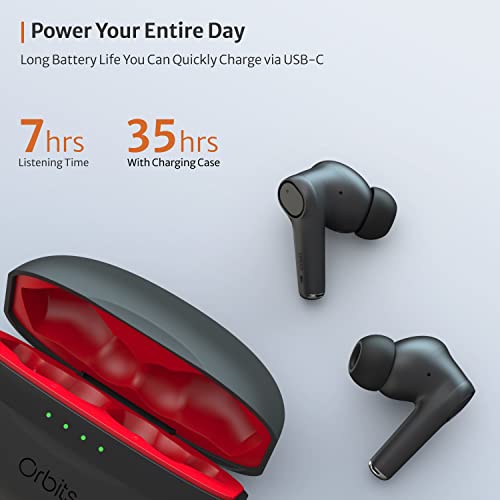 Senso Orbits Wireless Earbuds Bluetooth Headphones With Compact USB-C Quick Charging Case, Premium Sound Deep Bass Ear Buds, 4 Mics ENC Noise Cancelling for Clear Calls, IPX Waterproof for Gym Running
