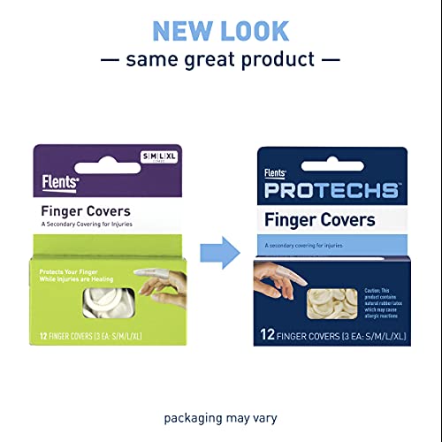 Flents First Aid Finger Covers, 12 Count, Small, Medium, Large, X-Large, Protects Finger While Healing From Injury (3 Pairs Each of S/M/L/XL) (69626) (Pack of 3)