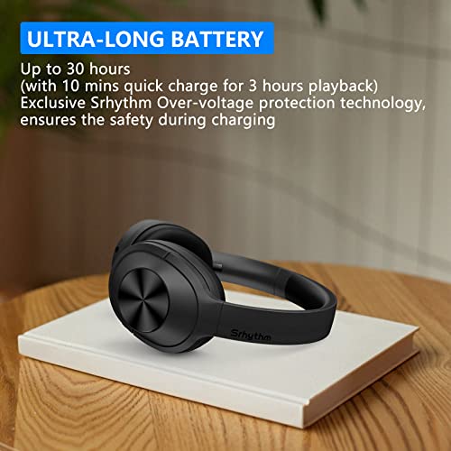 Srhythm NC85 Dynamic Hybrid Noise Canceling Headphones Bluetooth Wireless Over The Ear with HD Sound,Quick Charge,Ultra-Long Playtime,Multi-Modes Switchover