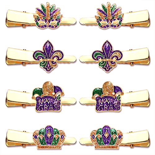 CEALXHENY Mardi Gras Hair Clips for Women (8PCS SET 1)