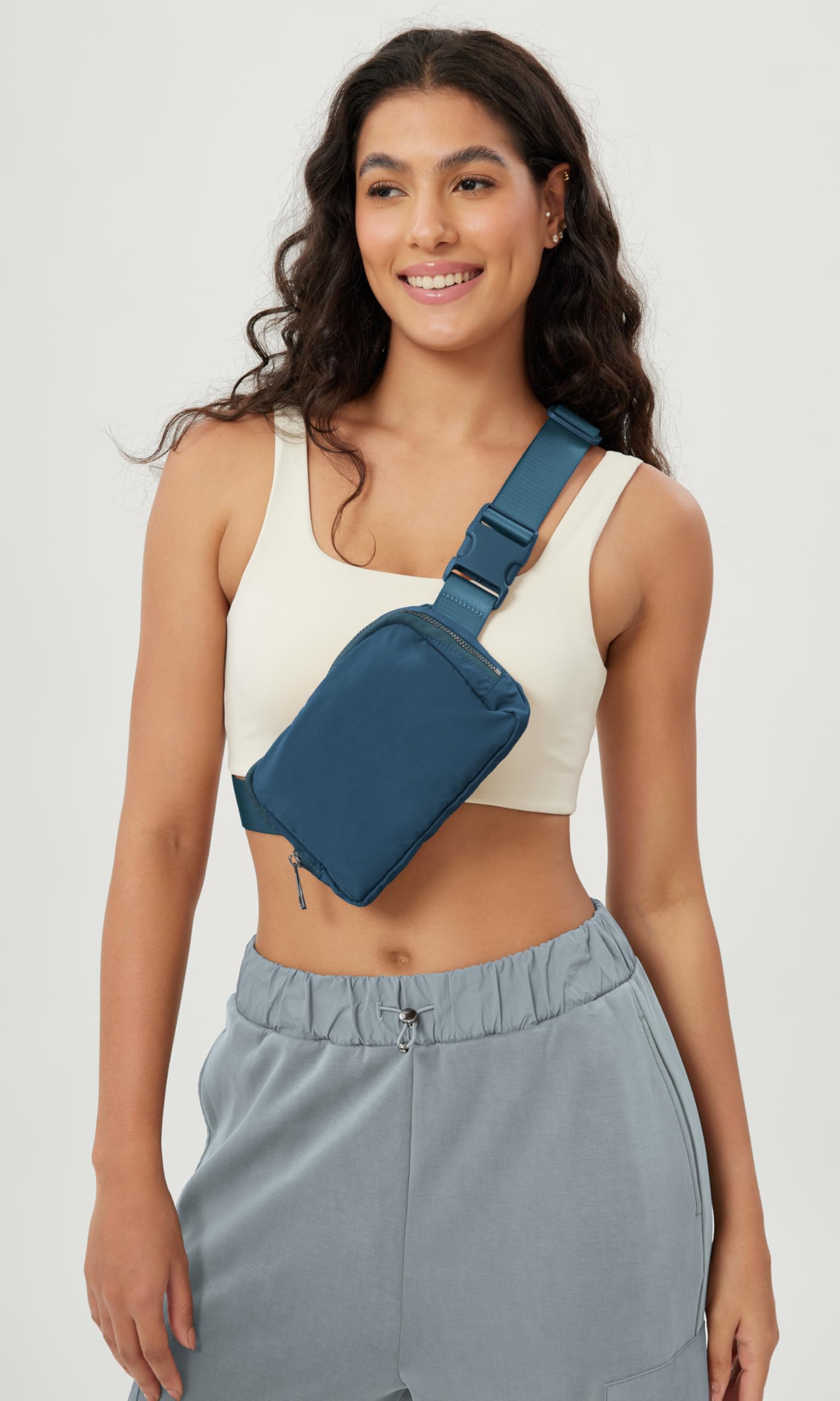 ODODOS Unisex Mini Belt Bag with Adjustable Strap Small Fanny Pack for Workout Running Traveling Hiking, Navy Blue