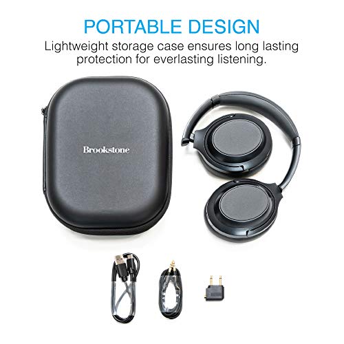 Brookstone AirPhones Pro Wireless Over Ear Headphones, Active Noise Cancelling TWS Bluetooth Headphones, 30H Playtime, Deep Bass, High-Res Audio, Touch Controls, Comfort Ear-Cups, Portable, Black