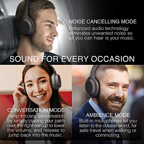 Brookstone AirPhones Pro Wireless Over Ear Headphones, Active Noise Cancelling TWS Bluetooth Headphones, 30H Playtime, Deep Bass, High-Res Audio, Touch Controls, Comfort Ear-Cups, Portable, Black