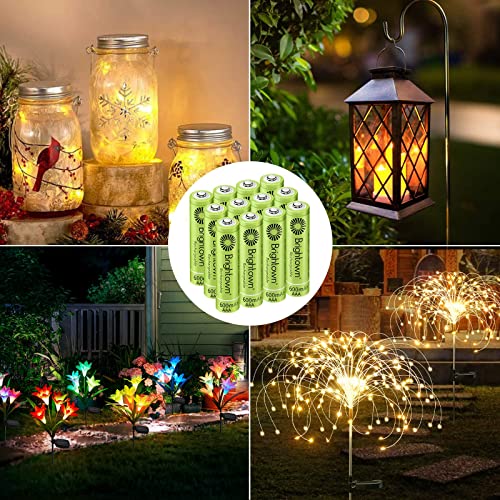 Brightown 12-Pack Rechargeable AAA Batteries, 600mAh Precharged NiMH Triple A Rechargeable Batteries for Solar Lights Household Devices, Recharge up to 1200 Cycles, UL Certified, 1.2V