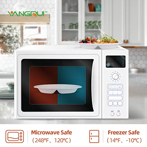 YANGRUI White Plastic Plates, 9 Inch 3 Compartments 150 Pack Food Grade Meterial BPA Free Reusable Dinner Plates