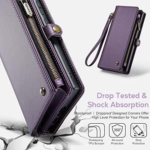ASAPDOS Case Wallet Compatible with iPhone 12 Mini,Retro PU Leather Strap Wristlet Flip Case with Magnetic Closure,[RFID Blocking] Card Holder and Kickstand for Men Women Purple