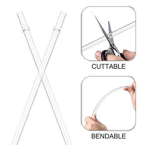 24 Pcs, Highly Clear Reusable Straws with 4 Straw Brushes, 10.5 in Long Hard Plastic Drinking Straws, Transparent Replacement Straws for 16OZ-32 OZ Tumblers, Cups, Jars, YETI, Starbucks - BPA FREE