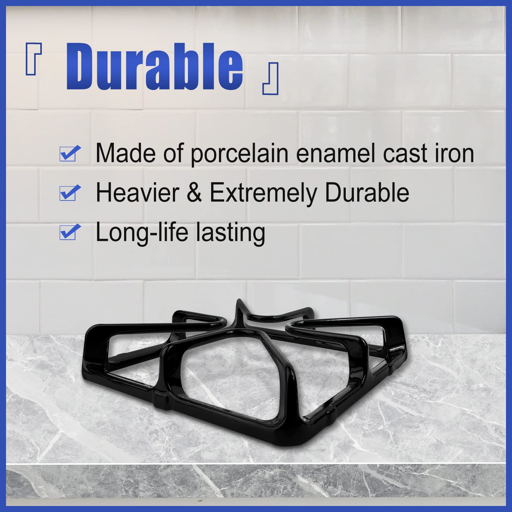 WB31K10034 Burner Grate Compatible with GE Gas Stove Range, 8.5 X 8.5 inches Grate Replacement Parts for General Electric Gas Stove Top Surface Grate Cast Iron Rack Set 4 Packs