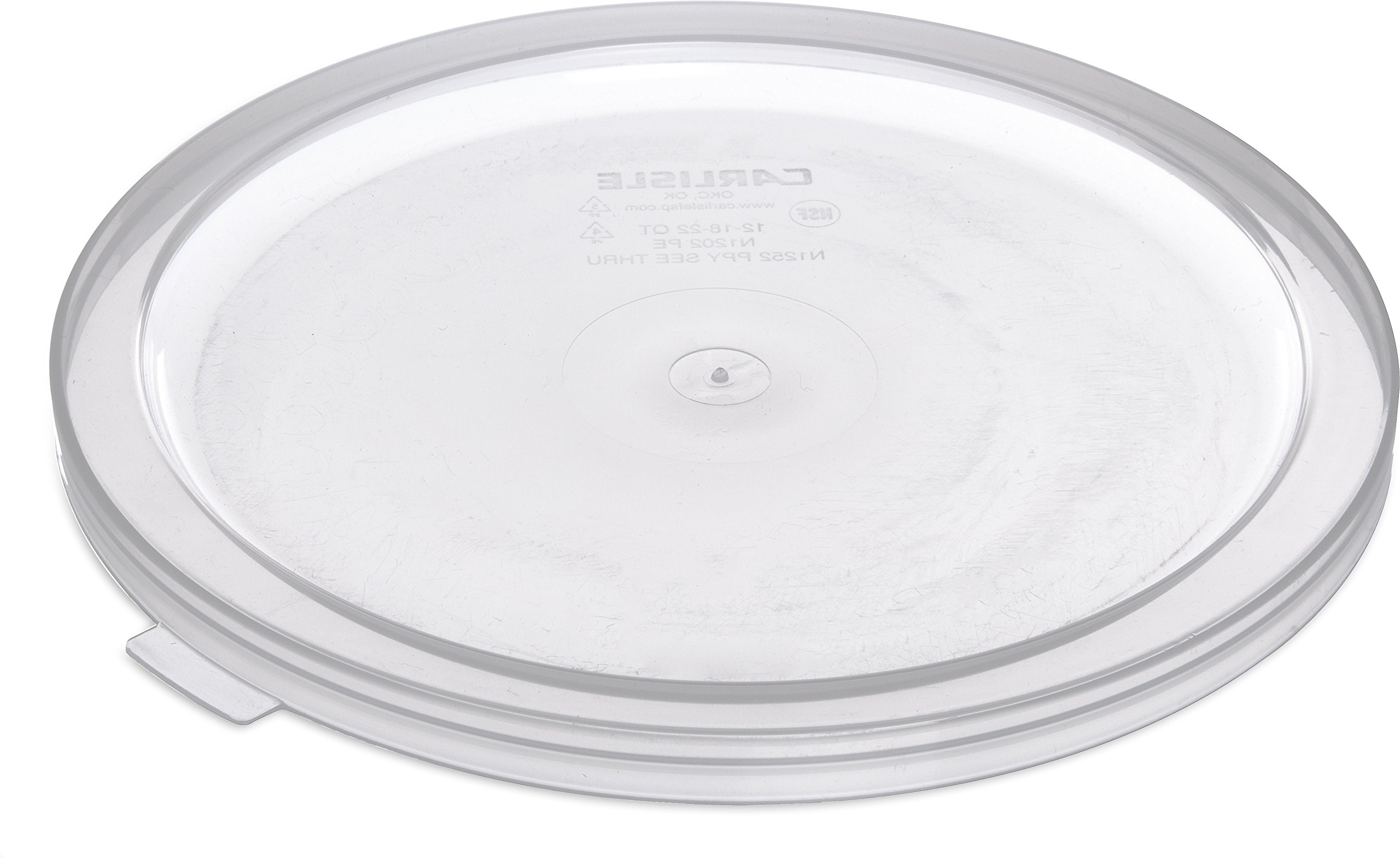 Carlisle FoodService Products Bain Marie Food Storage Container Lid for Kitchens, Restaurants, Catering, Plastic, 12 To 22 Quarts, Clear, (Pack of 6)