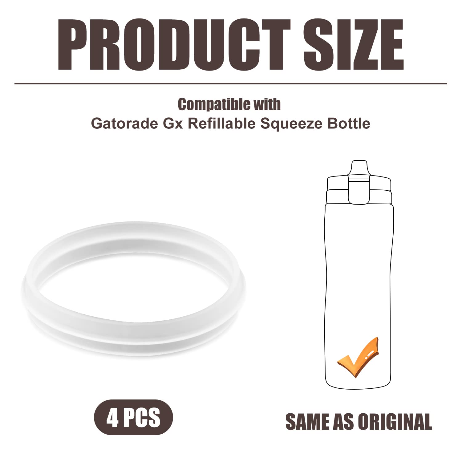 4pcs Replacement Gasket Compatible with Gatorade Water Bottle, Clear Silicone Lid Seal Replacement for Gx Bottle Seal Rubber Seal Ring Replacement Accessory Part for 30oz GX Pods