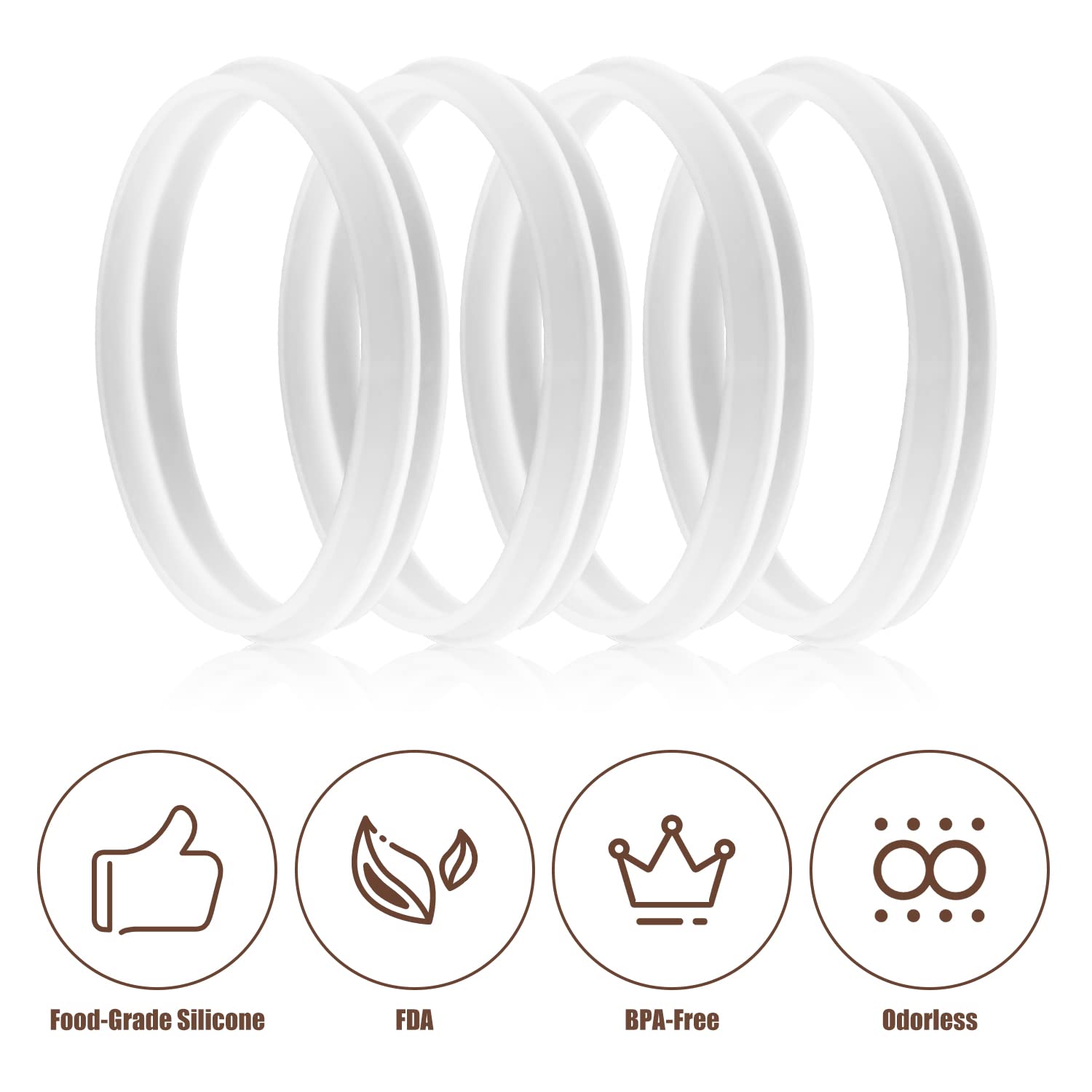4pcs Replacement Gasket Compatible with Gatorade Water Bottle, Clear Silicone Lid Seal Replacement for Gx Bottle Seal Rubber Seal Ring Replacement Accessory Part for 30oz GX Pods