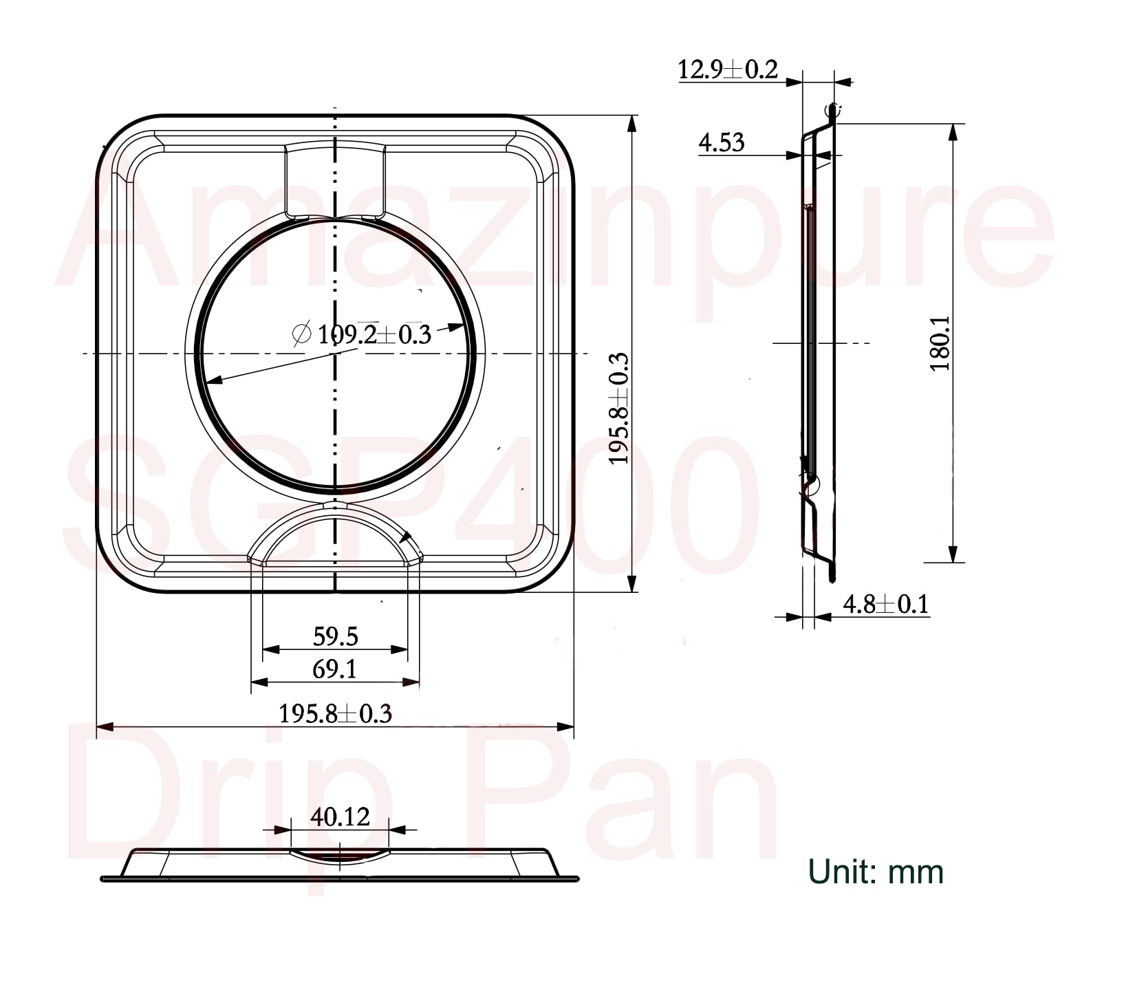 Amazinpure SGP-400 4 Pack Replacement Chrome Square 7.75" x 7.75" Gas Range Drip Pan Replaces 786333 PS11744751 WP786333 AP6011553