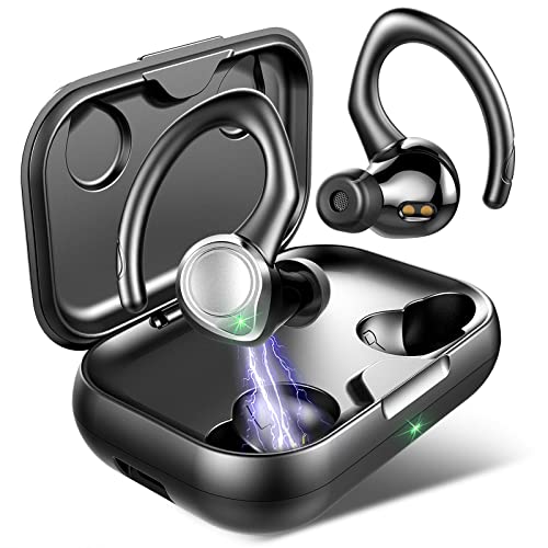 Coucur Wireless Earbuds, Bluetooth 5.1 Sport Headphones in Ear with Detachable Earhooks, Bluetooth Earbuds with Immersive Sound, Wireless Earphones with Noise Cancelling Mic, IP7 Waterproof Headset