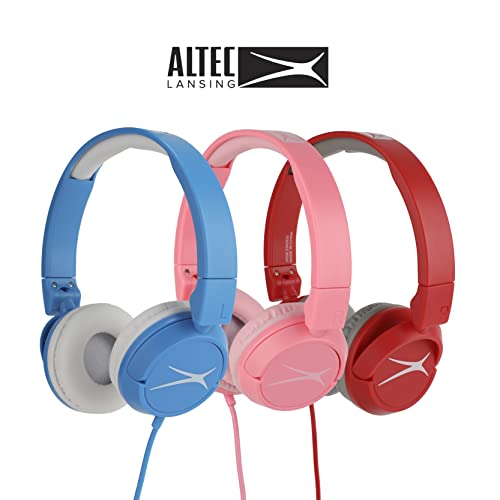Altec Lansing Over The Ears Kids Headphones - Volume Limiting Technology for Developing Ears, Ages 6-9, Perfect for Learning from Home, Pink