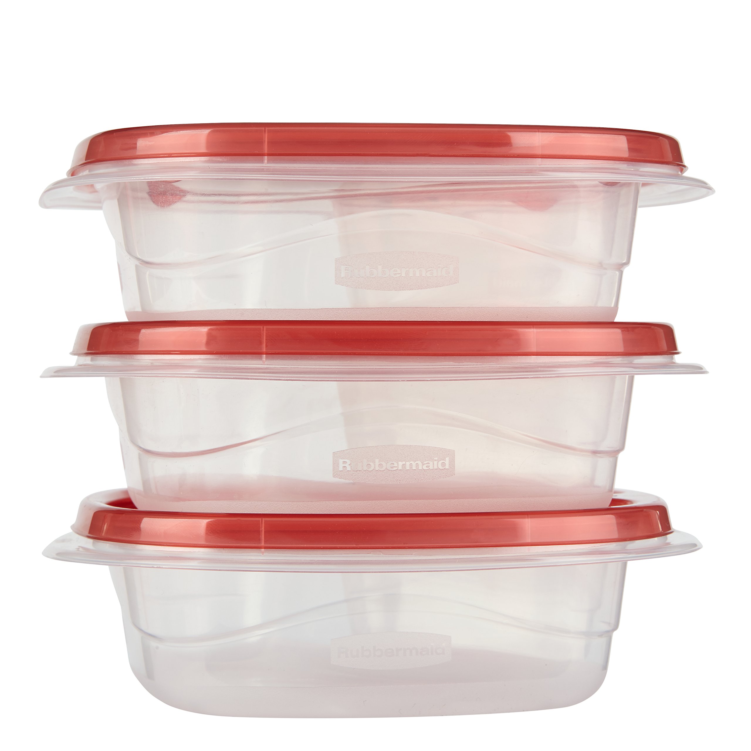 Rubbermaid TakeAlongs Divided Snacking Food Storage Containers, 2.2 Cup, Tint Chili, 3 Count