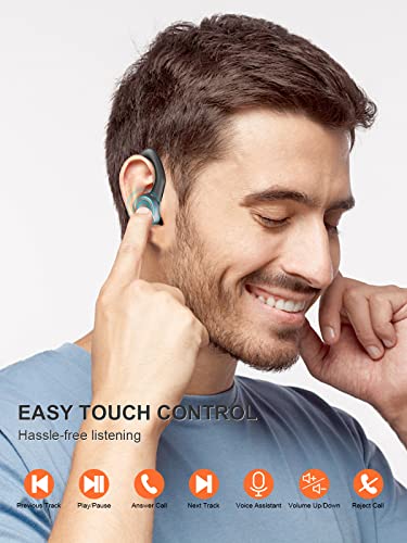 Coucur Wireless Earbuds, Bluetooth 5.1 Sport Headphones in Ear with Detachable Earhooks, Bluetooth Earbuds with Immersive Sound, Wireless Earphones with Noise Cancelling Mic, IP7 Waterproof Headset