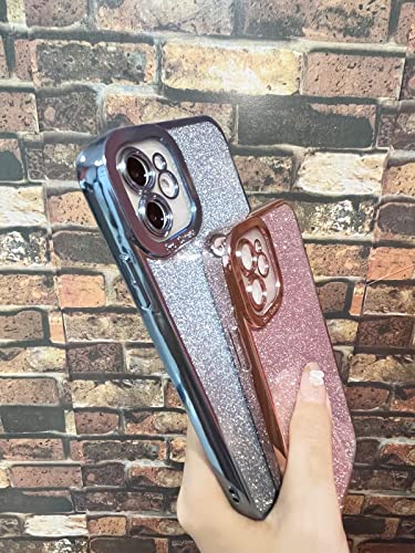 Fycyko Compatible with iPhone 12 Mini Case Glitter Luxury Cute Clear Flexible Plating Cover Camera Protection Shockproof Phone Case for Women Girl Men Design for iPhone 12 Mini Cover 5.4'' Blue