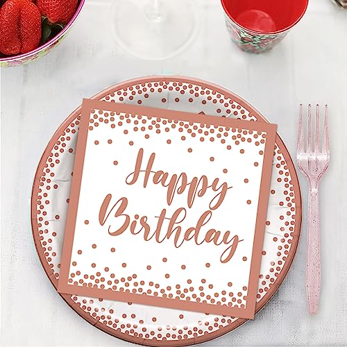 GREPARPY 50th Birthday Decorations Women Tableware - Rose Gold 50 And Fabulous Birthday Decorations Dinnerware, Fifty Birthday Plate, Napkin, Fork, Her 50-Year-Old Birthday Party Supplies | Serve 24
