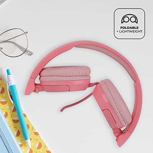 Altec Lansing Over The Ears Kids Headphones - Volume Limiting Technology for Developing Ears, Ages 6-9, Perfect for Learning from Home, Pink