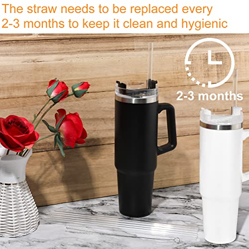 6pcs Replacement Straws for Stanley Adventure Quencher 40oz Travel Tumblers, Reusable Plastic Straw with Cleaning Brush for Stanley Cup 40 oz Water Jug Accessories (30cm / 11.8inch Long)