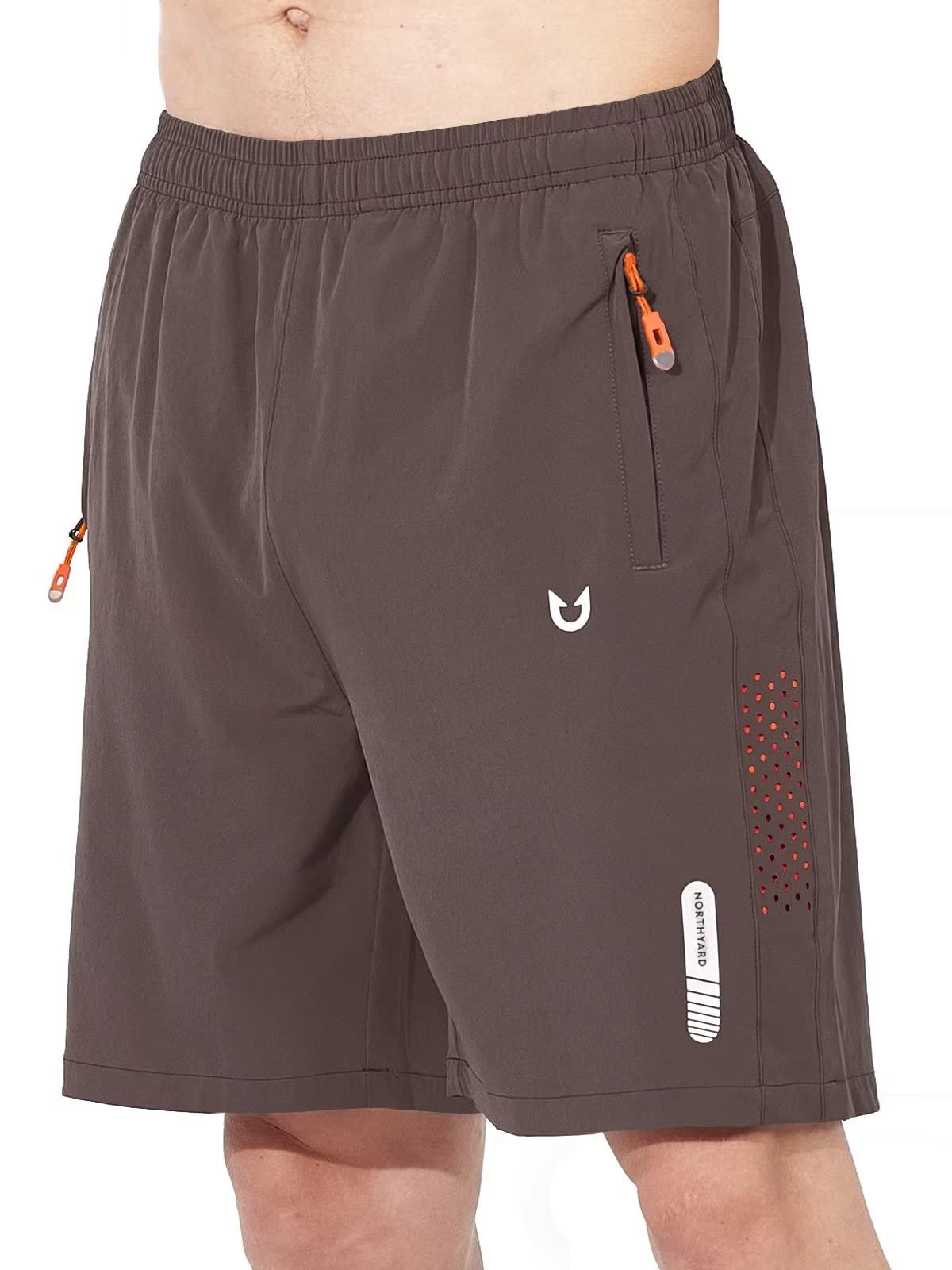 NORTHYARD Men's Athletic Running Shorts Quick Dry Workout Shorts 7"/ 5"/ 9" Lightweight Sports Gym Basketball Shorts Hiking Exercise Coffee XL