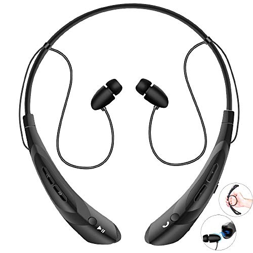 BUMMD Bluetooth Neckband Headphones with Magnetic Earbuds, Flexible Wireless Bluetooth Headset with Mic Sports Headphones for Running HD Stereo Noise Cancelling Earphones for iPhone Samsung LG(Black)