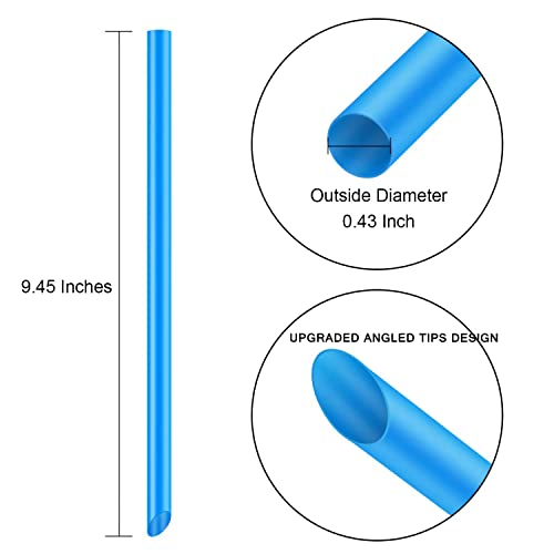 [Individually Wrapped] ANGLED TIPS 100 Pcs Disposable Jumbo Smoothie Straws & Boba Straws, Wide Multi Colors Milkshakes Plastic Drinking Straws, BPA FREE (9.45" Long and 0.43" Diameter)