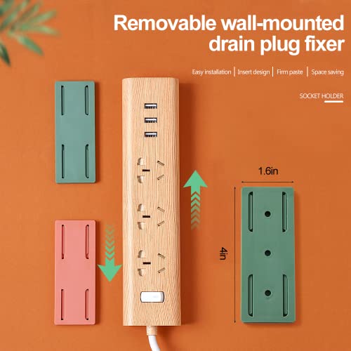 8 Pcs Adhesive Punch-Free Socket Holder,Self-Adhesive Desktop Socket Fixer, Cable Management Punch Free Surge Protector, Desktop Mobile Plug-in Socket Fixer Bracket Stand