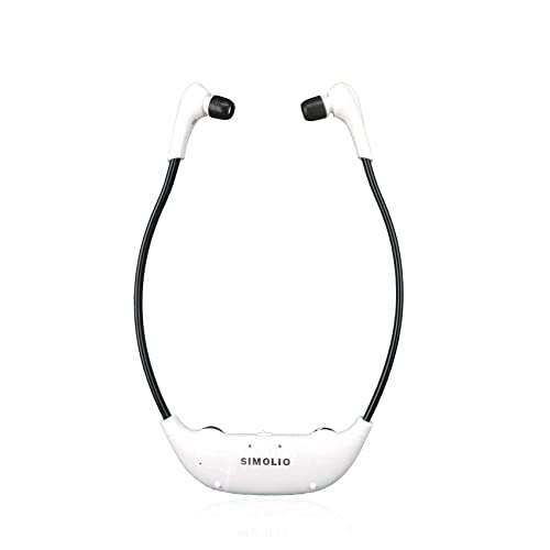 SIMOLIO 2.4G Long-Distance Wireless TV Headsets with an Extra Receiver for Replacement, One Base with One Charging Slot Only