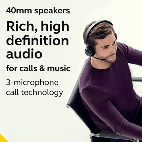Jabra Evolve2 65 UC Wireless Headphones with Link380a, Stereo, Black โ Wireless Bluetooth Headset for Calls and Music, 37 Hours of Battery Life, Passive Noise Cancelling Headphones