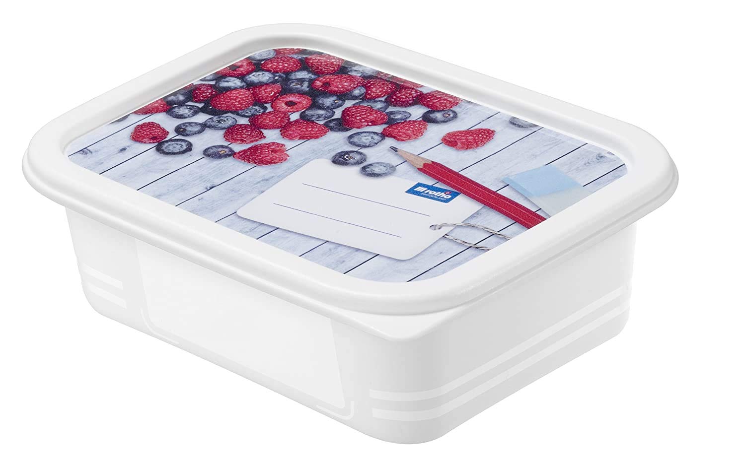 Rotho Domino Set of 4 Food Storage Container, Plastic (BPA-Free), 4X 0.5 litres (15.7 x 11.8 x 5.3 cm), Red, One Size
