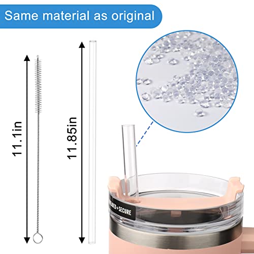 AIERSA 6 Pack Replacement Straws Compatible Stanley 40oz Tumbler,Plastic Clear Reusable Straw for Stanley Adventure Quencher Travel Tumbler,Long Straws with Cleaning Brush for Stanley Cup Accessories