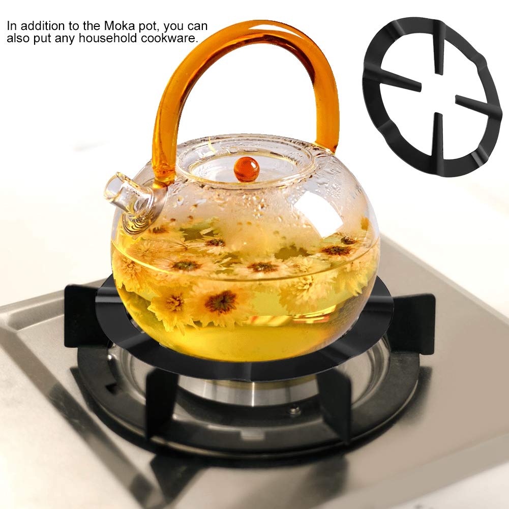 Gas Reducer, Gas Stove Grates Stainless Iron Pot Holder Stand Wok Adapter for Espresso Maker, 5.2 x 5.2 x 0.1in Black