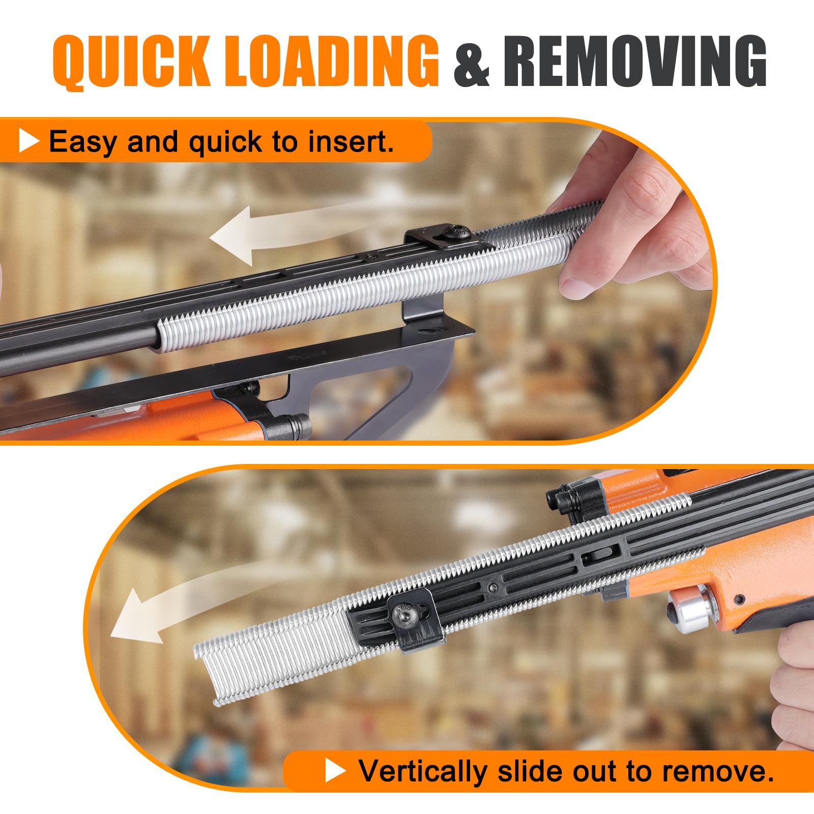 Kamsin K-SC7E 15 Gauge Pneumatic Hog Ring Gun 3/4-Inch Crown Long Nose Air Power C Ring Gun, 7-8mm Closure Diameter Hog Ring Stapler, C Ring Stapler Fencing Tool for Spring Mattress, Cages, Car Seat